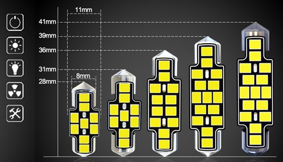 T10 x 42(41)mm／Epistar 2835 Super Bright LED(660LM)／単品 1個（昼白色 6000K ...