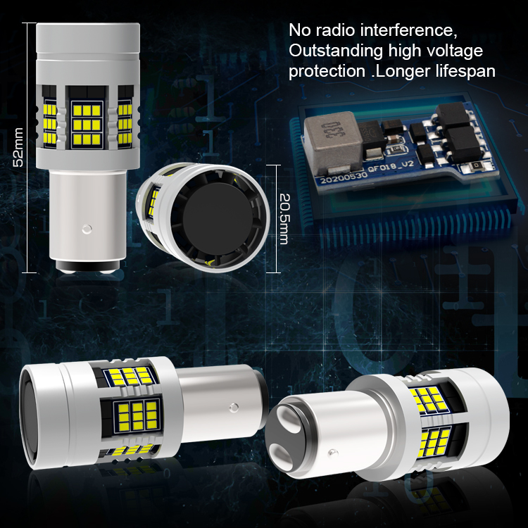 S25（ダブル）冷却ファン付きハイフラキャンセラー内蔵 LEDウインカーバルブ・橙（アンバー）S25／BAY15D（180°ピン段違い／ダブル）12V車専用