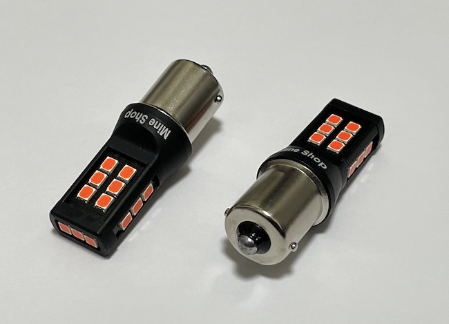 S25／BA15S（180°ピン／シングル）／2835monster led(20pcs) 900LM（赤）CANBUS キャンセラー内蔵／2個セット（12V車／24V車 兼用）
