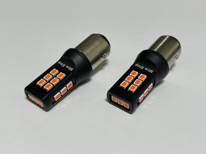 S25／BAY15D（180°ピン段違い／ダブル）／2835monster led(20pcs) 900LM（赤・Red）2個セット（12V車／24V車 兼用）